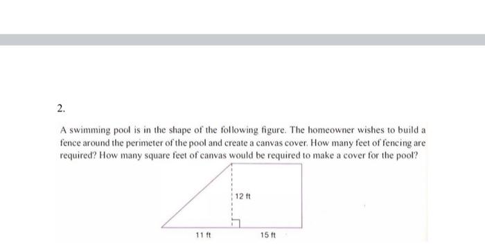 Solved A swimming pool is in the shape of the following | Chegg.com