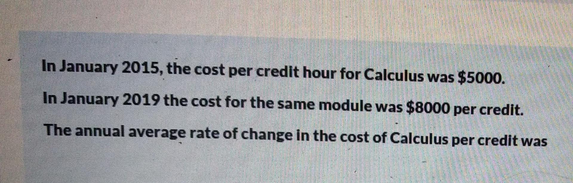 Solved In January 2015, the cost per credit hour for | Chegg.com