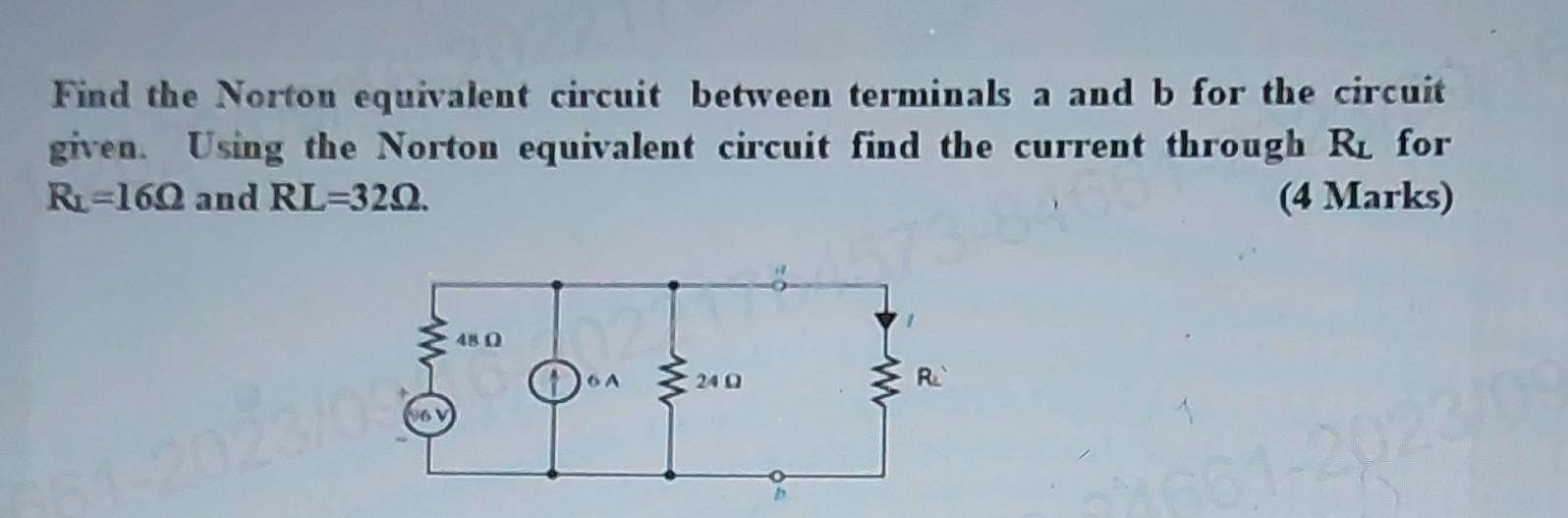 Solved Find the Norton equivalent circuit between terminals | Chegg.com Solved Find the Norton equivalent circuit between terminals | Chegg.com