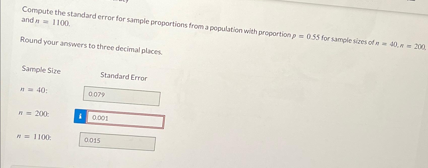 Solved Compute the standard error for sample proportions | Chegg.com