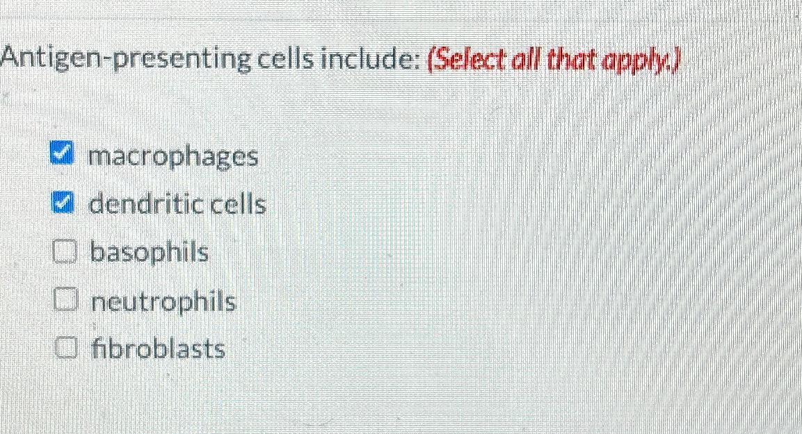Solved Antigen-presenting cells include: (Select all that | Chegg.com