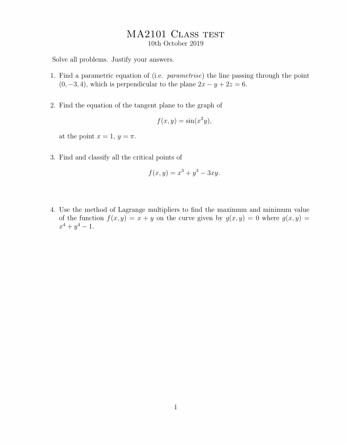 Solved Solve all problems. Justify your answers.Find a | Chegg.com