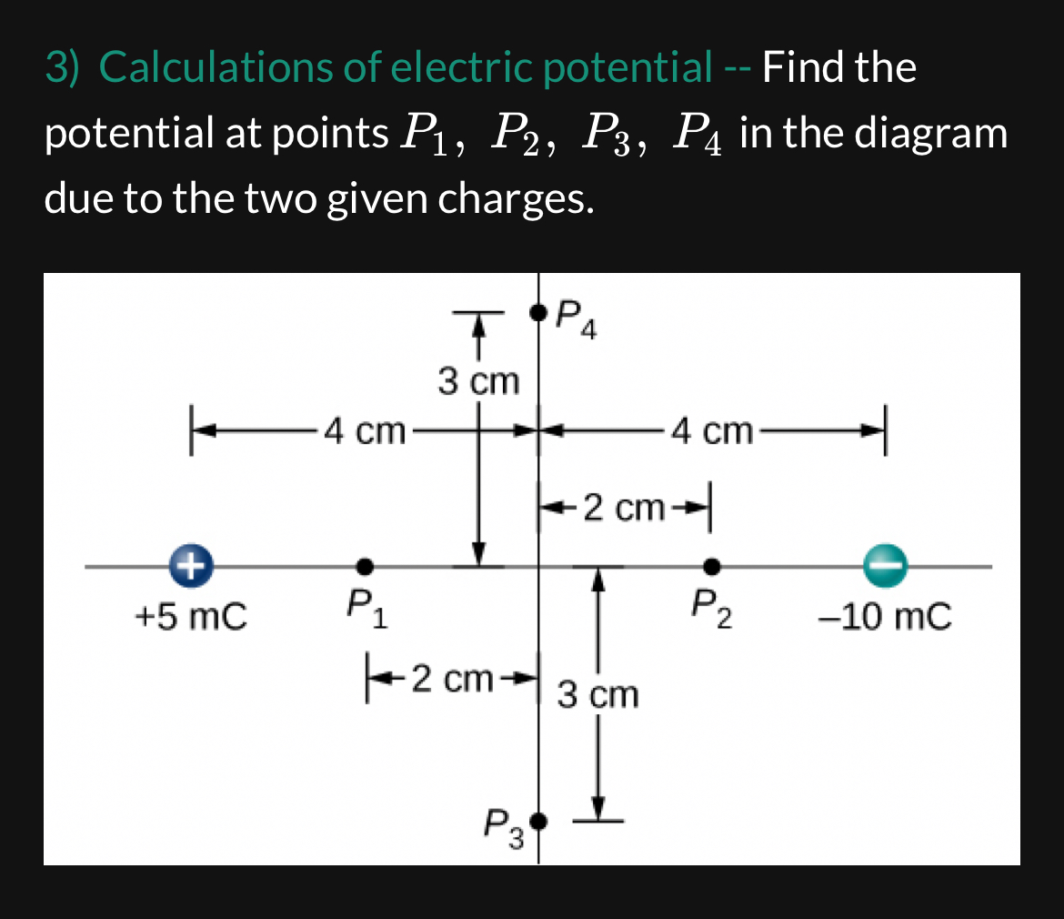 Solved Calculations of electric potential -- ﻿Find the | Chegg.com