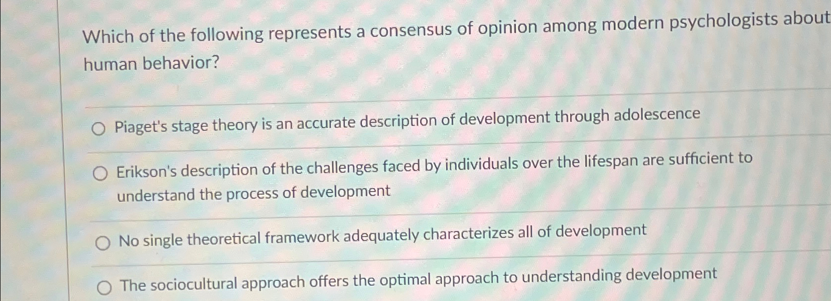 Solved Which of the following represents a consensus of | Chegg.com