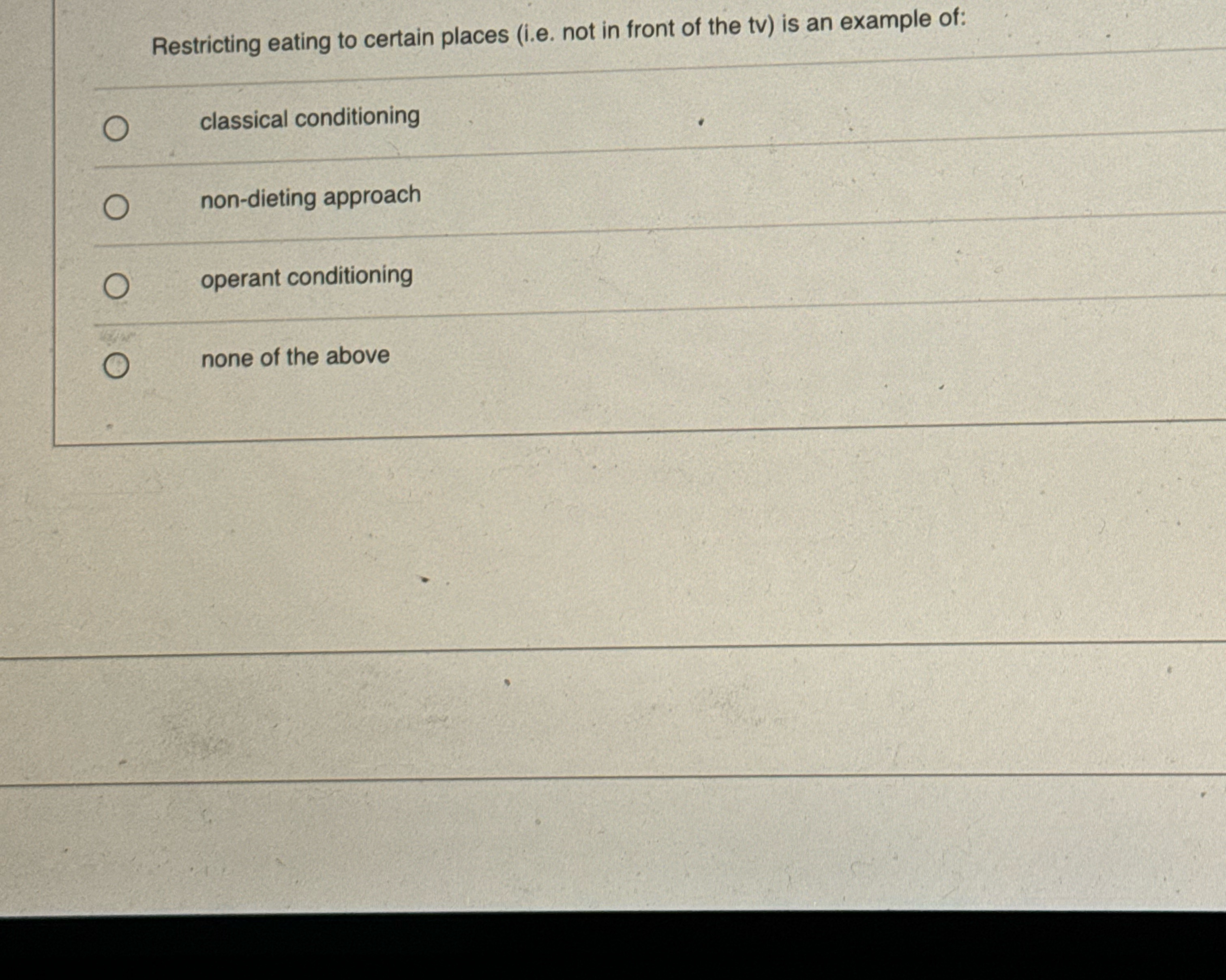 Solved Restricting eating to certain places (i.e. ﻿not in | Chegg.com