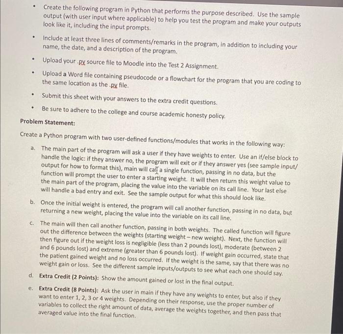 Solved . . . . Create the following program in Python that | Chegg.com