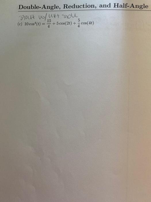 Solved Double-Angle, Reduction, and Half-Angle Worksheet 10 | Chegg.com