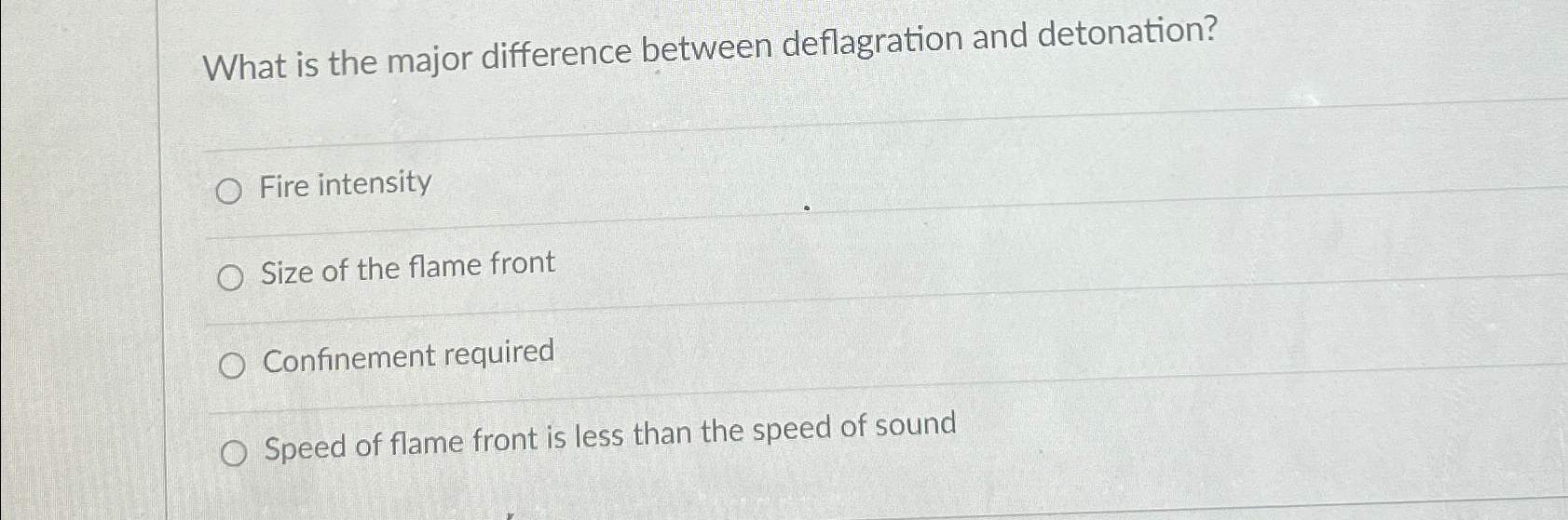 Solved What is the major difference between deflagration and | Chegg.com