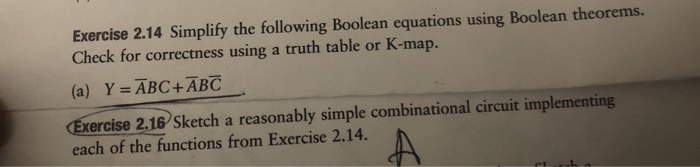 Solved Exercise 2.14 Simplify the following Boolean | Chegg.com