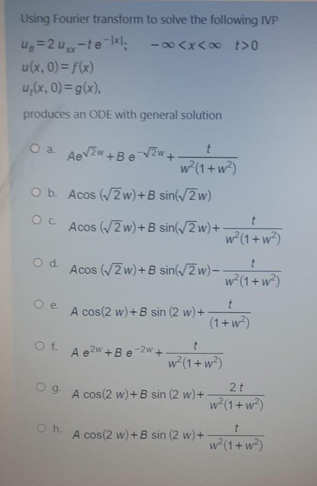Solved Using Fourier transform to solve the following IVP | Chegg.com