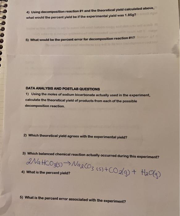 Solved PRELAB QUESTIONS 1) Write balanced chemical reactions | Chegg.com