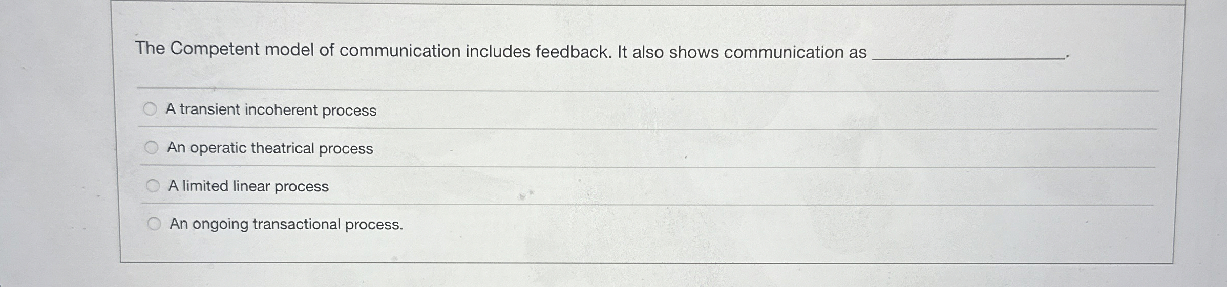 Solved The Competent model of communication includes | Chegg.com