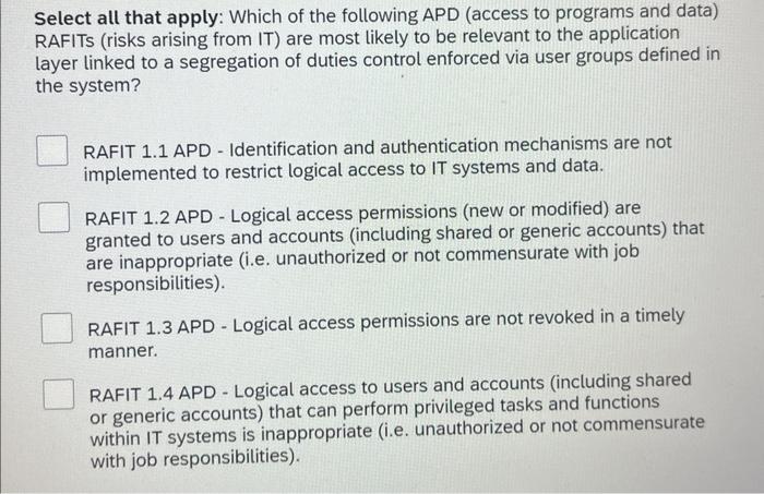 Select all that apply: Which of the following APD | Chegg.com