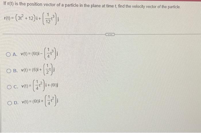 Solved If r(t) is the position vector of a particle in the | Chegg.com