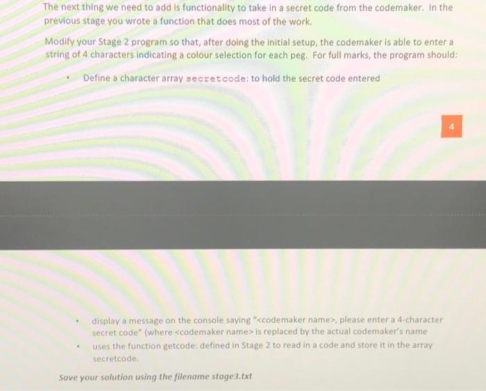 Solved Background Mastermind is a code-breaking game for two | Chegg.com