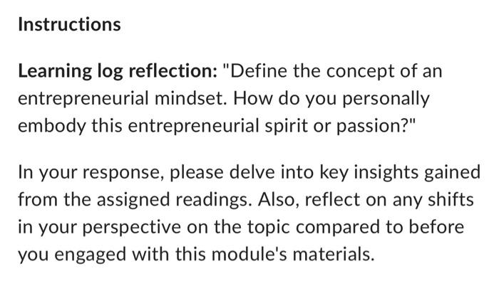 Solved Instructions Learning log reflection: "Define the | Chegg.com