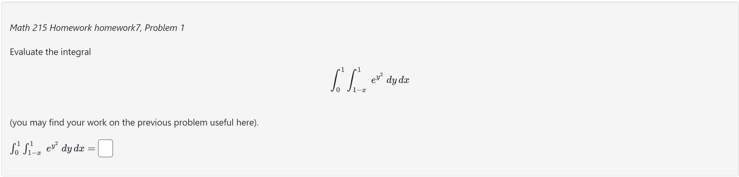 Solved Math 215 homework Homework7 problem 1evaluate The