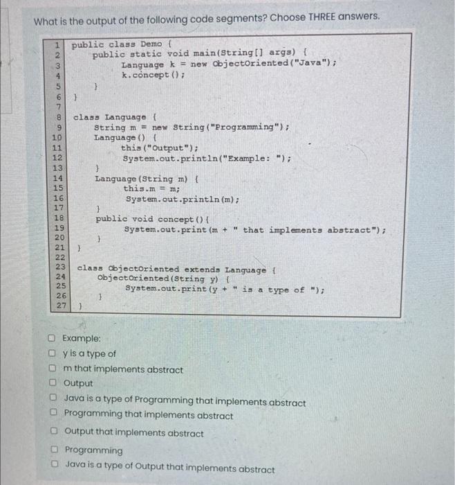 Solved What is the output of the following code segments? | Chegg.com