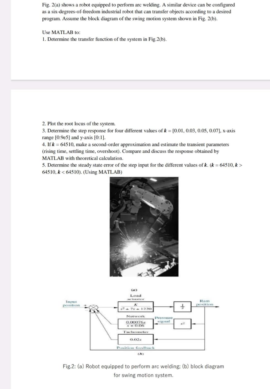 Solved Fig. 2(a) ﻿shows a robot equipped to perform arc | Chegg.com