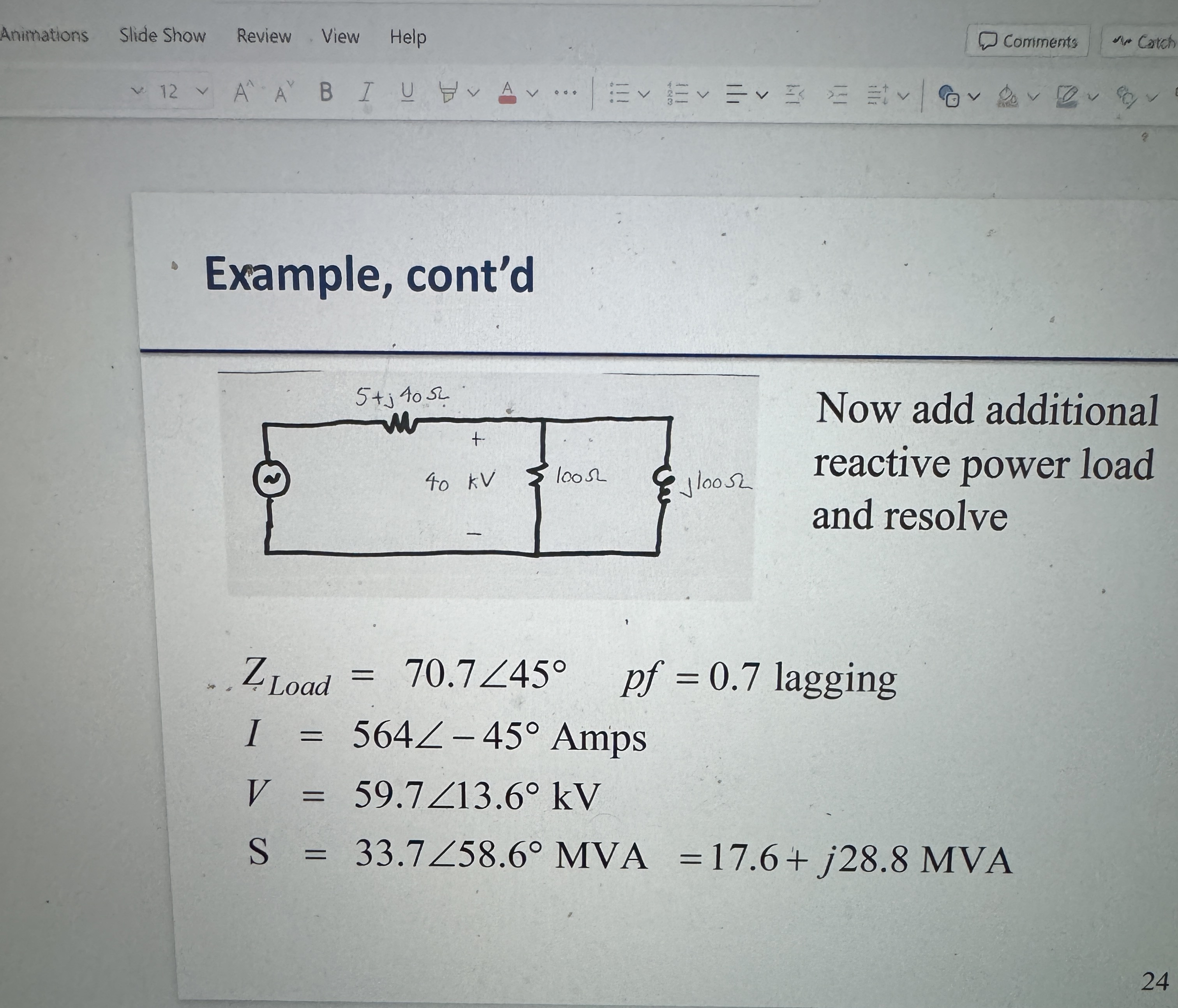 Solved Example, cont'dNow add additional reactive power load | Chegg.com