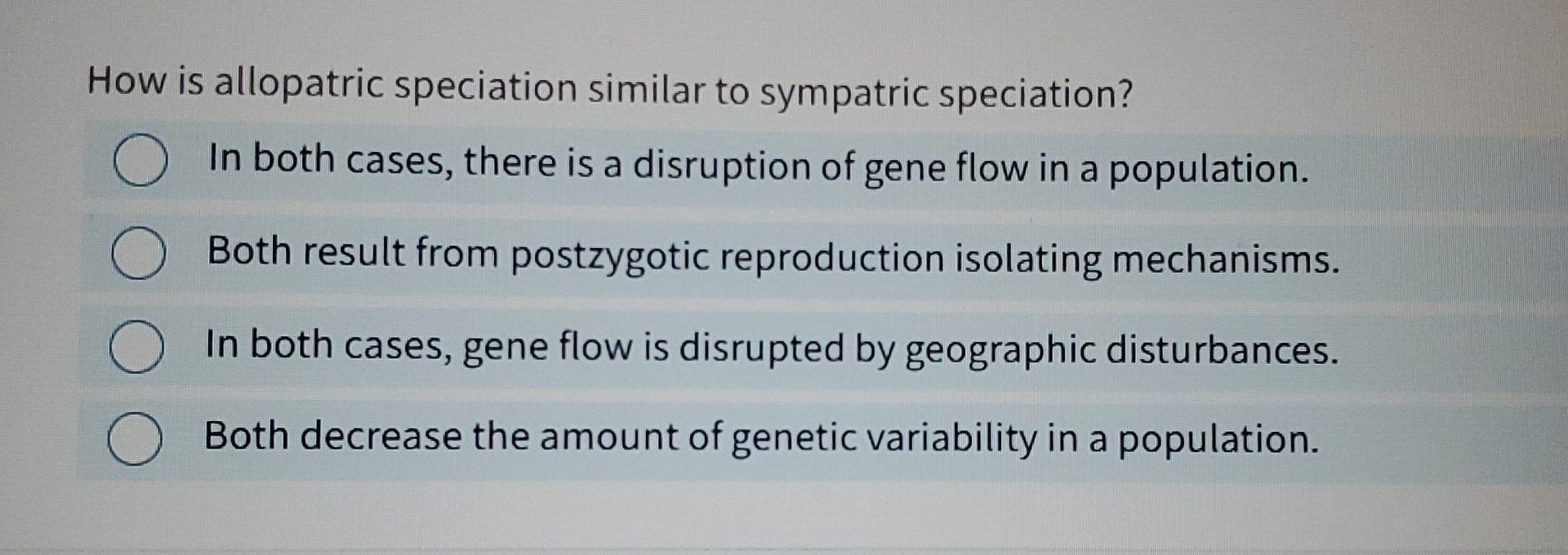 Solved How is allopatric speciation similar to sympatric | Chegg.com