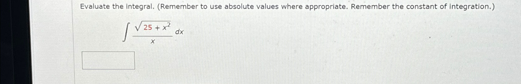 Solved Evaluate the integral. (Remember to use absolute | Chegg.com