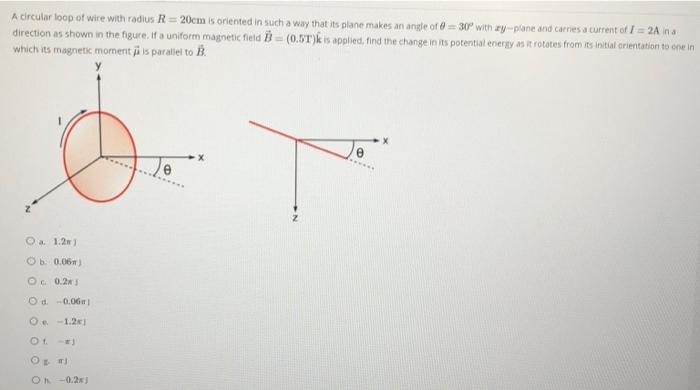 Solved A circular loop of wire with radius R=20cm is | Chegg.com