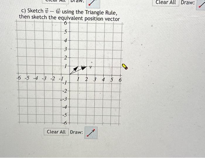 Solved Given the vectors v and wc) Sketch v−w using the | Chegg.com