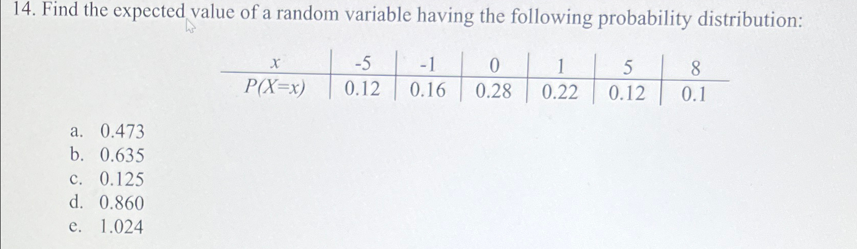 Solved Find the expected value of a random variable having | Chegg.com