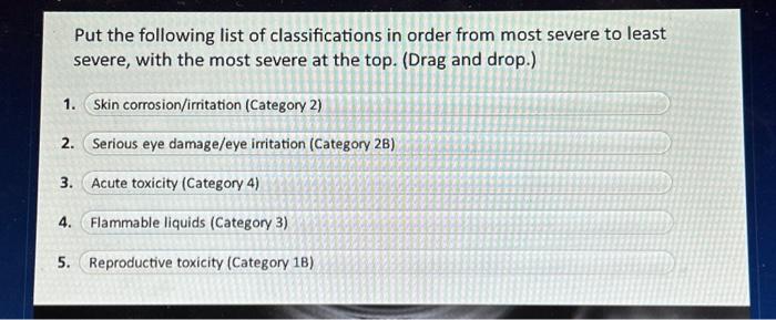Solved Put the following list of classifications in order | Chegg.com