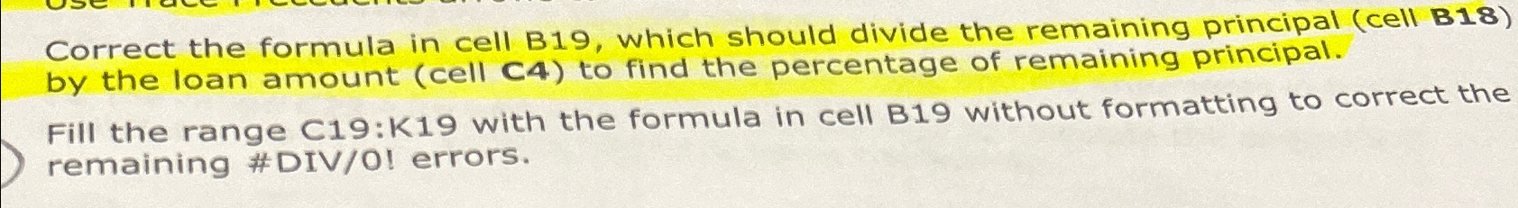 Solved Correct the formula in cell B19, ﻿which should divide | Chegg.com