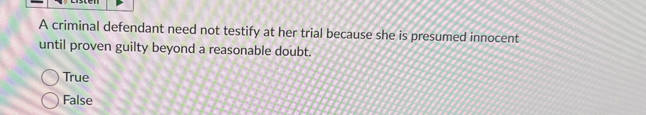 Solved A criminal defendant need not testify at her trial | Chegg.com