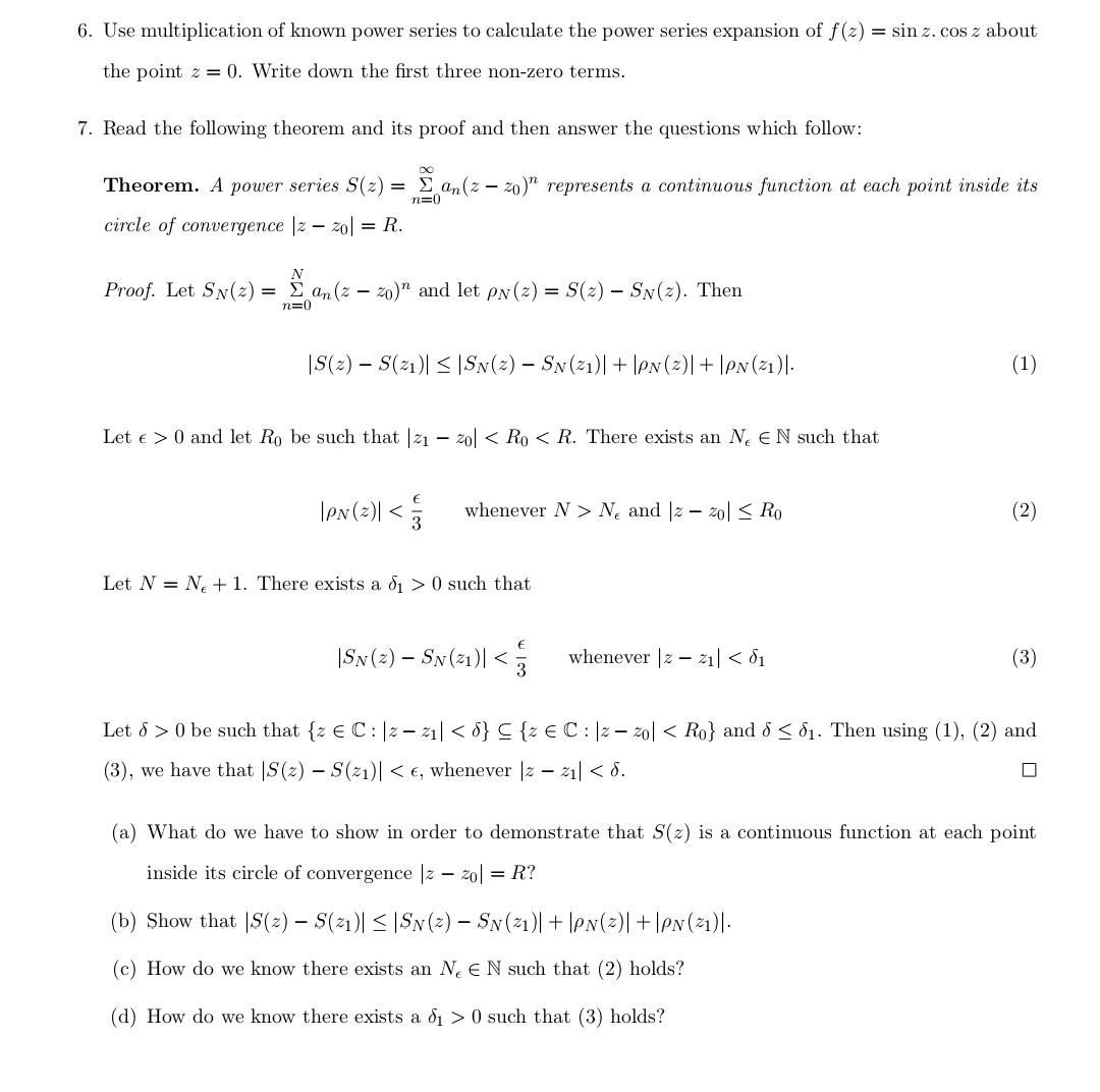 Solved Use multiplication of known power series to calculate | Chegg.com