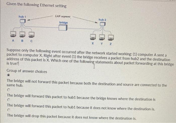Solved Given the following Ethernet setting Suppose only the | Chegg.com