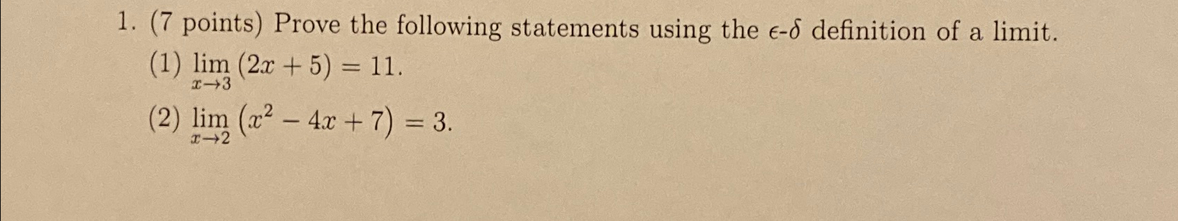 Solved Prove the following statements using the εlon-δ | Chegg.com