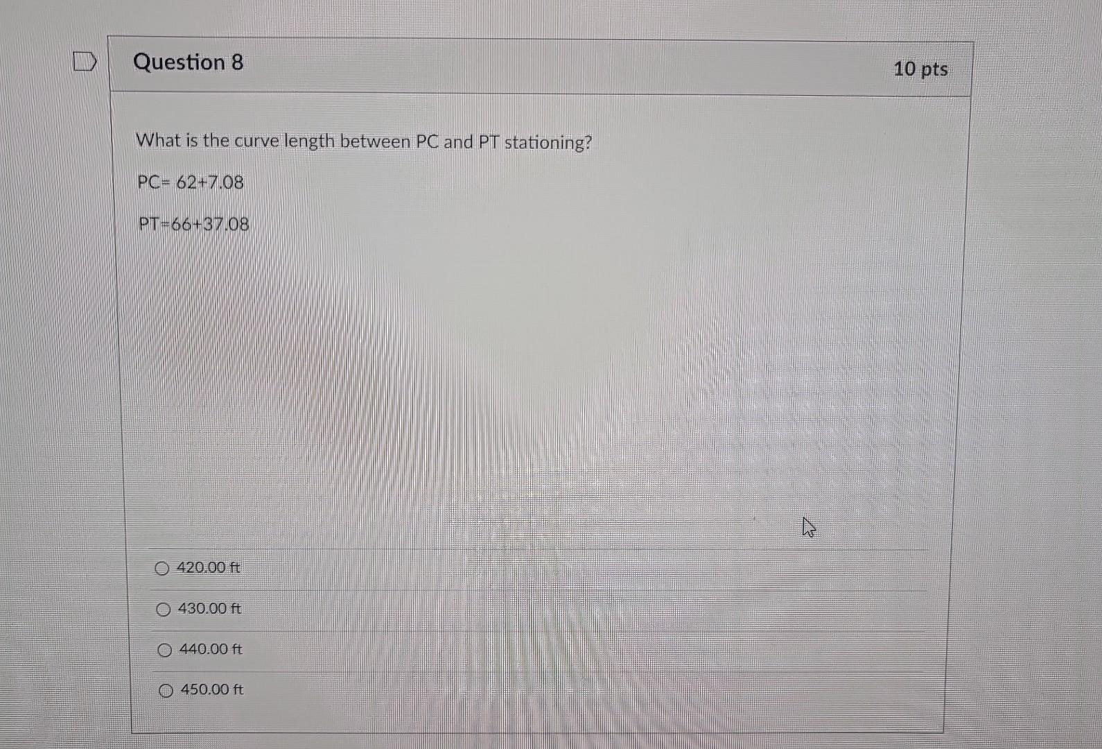 What is the curve length between PC and PT | Chegg.com