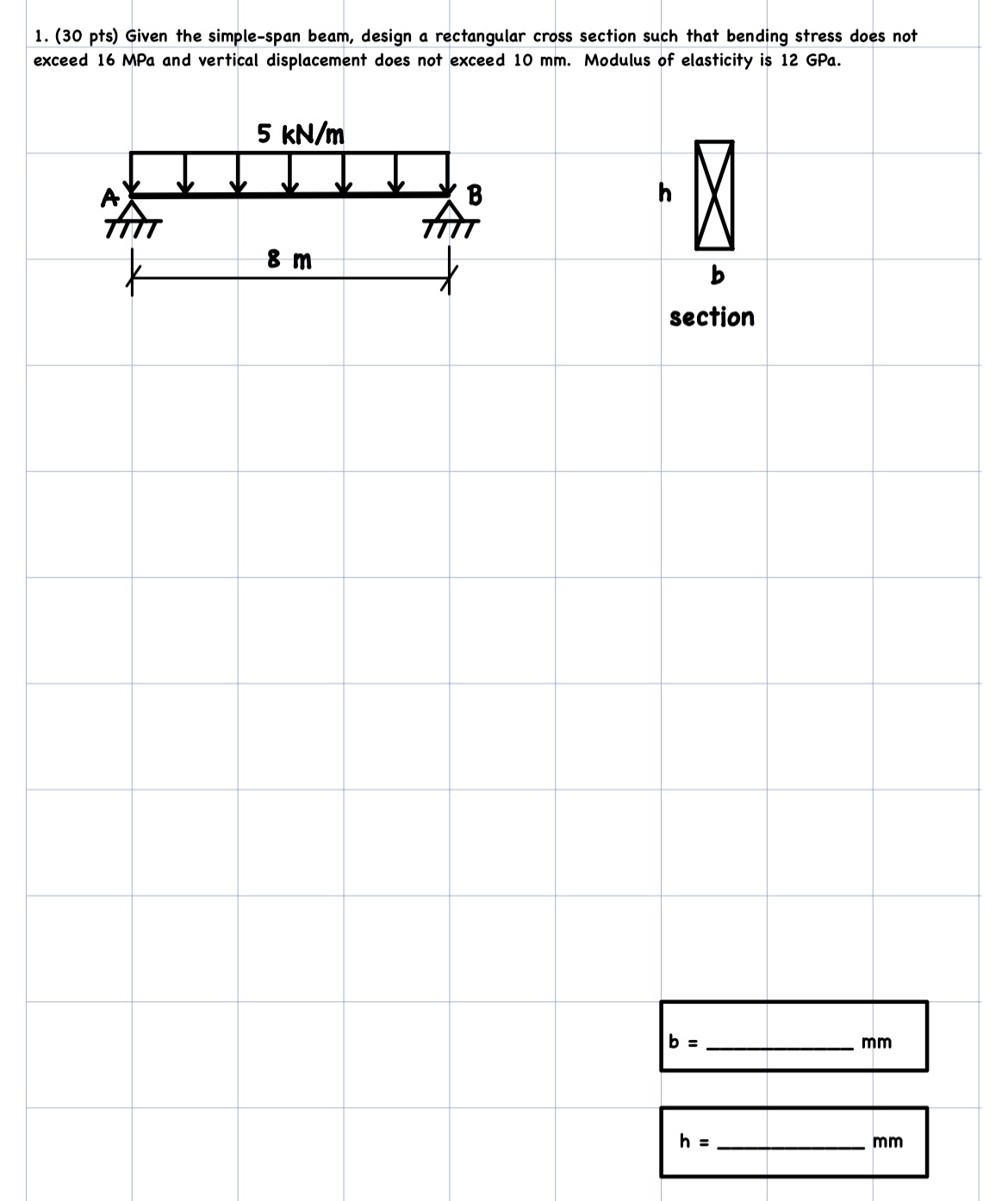 Solved ( 30 ﻿pts) ﻿Given the simple-span beam, design a | Chegg.com