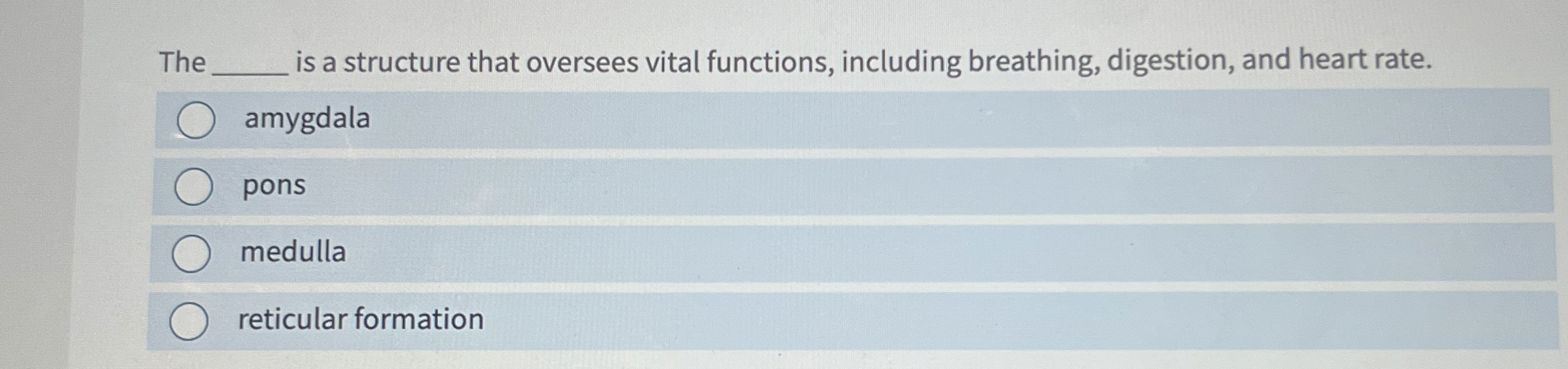 Solved The q, ﻿is a structure that oversees vital functions, | Chegg.com