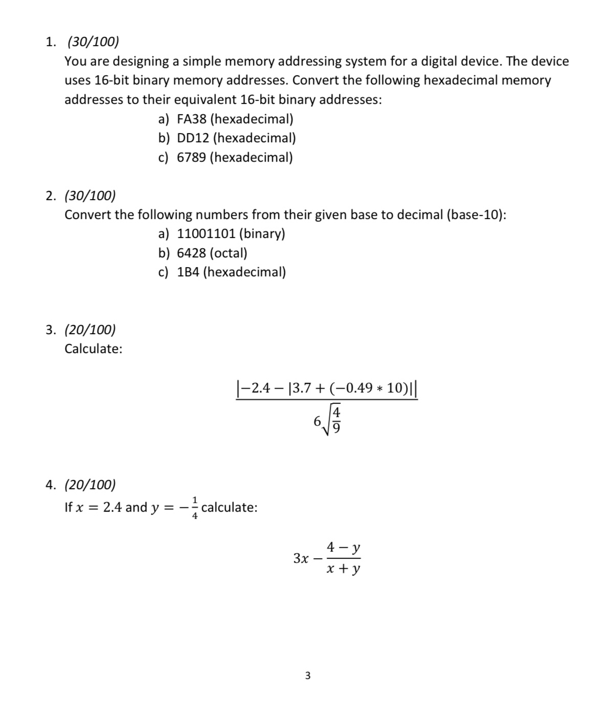 Solved (30/100)You are designing a simple memory addressing | Chegg.com