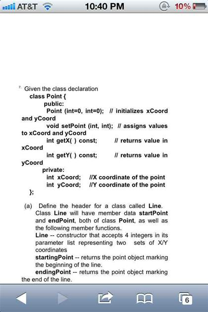 Solved Given the class declaration class Point{ public: | Chegg.com