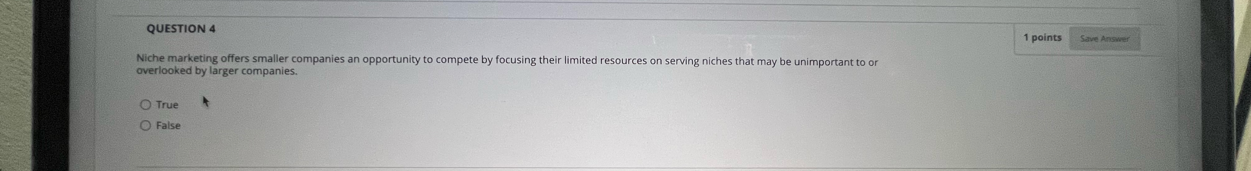 Solved QUESTION 41 ﻿pointsSave AnswerNiche marketing offers | Chegg.com