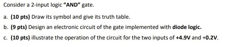 Solved Consider a 2-input logic “AND” gate. a. (10 pts) Draw | Chegg.com