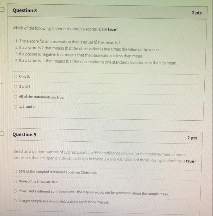 Solved D Question 8 2 Pts Which Of The Following Statements 