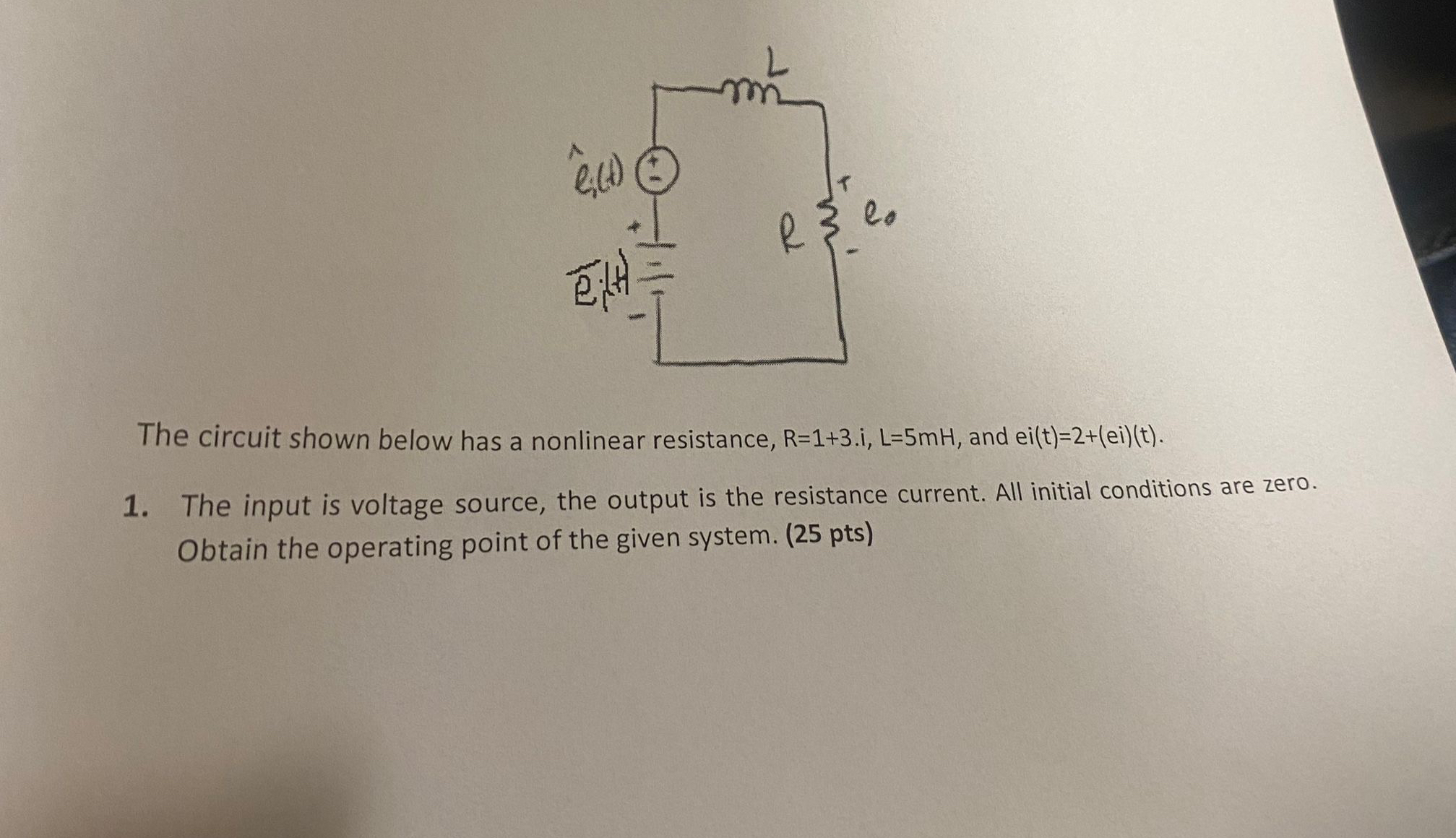 Solved The circuit shown below has a nonlinear resistance, | Chegg.com