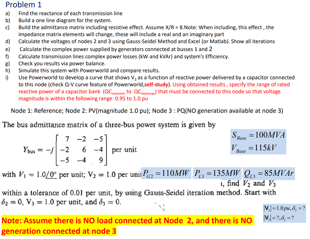 Problem 1a) ﻿Find the reactance of each transmission | Chegg.com