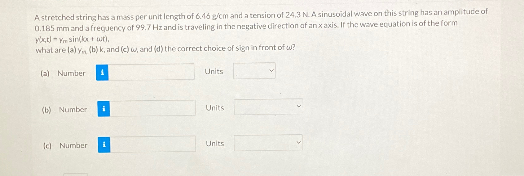 Solved A stretched string has a mass per unit length of | Chegg.com