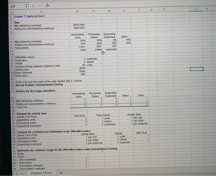 Solved J18 x fx G H K А B с D E F 1 Chapter 7: Applying | Chegg.com
