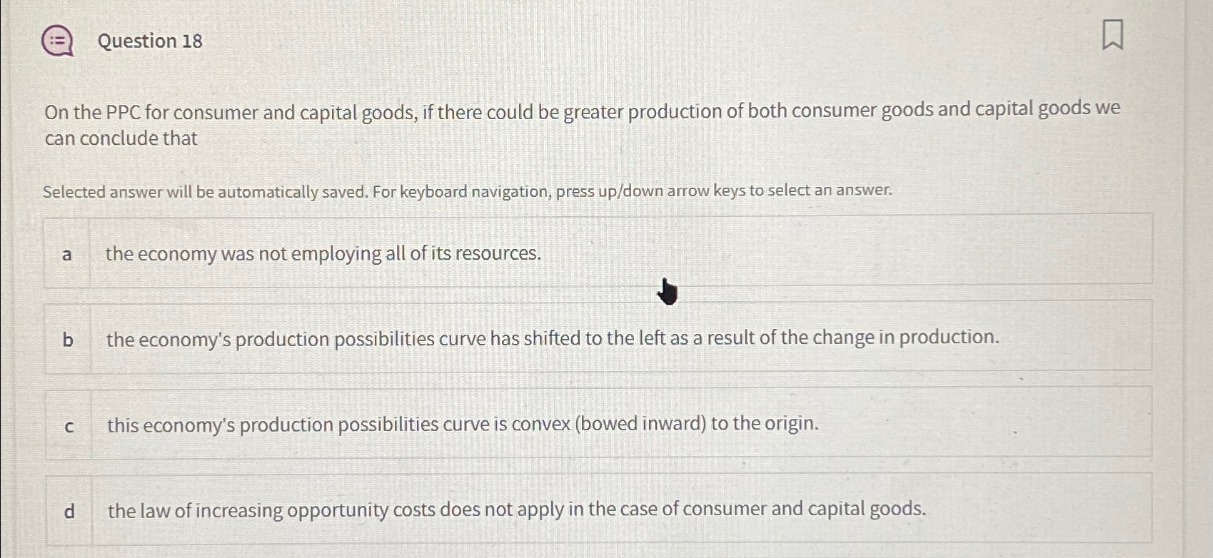 Solved Question 18On the PPC for consumer and capital goods, | Chegg.com
