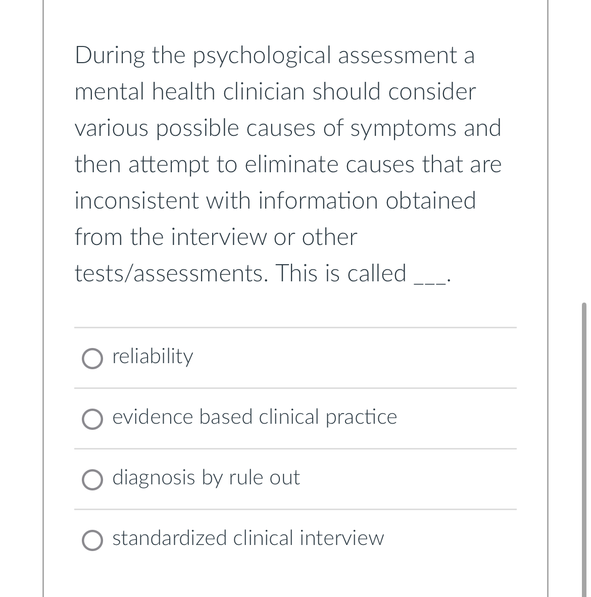 Solved During the psychological assessment a mental health | Chegg.com