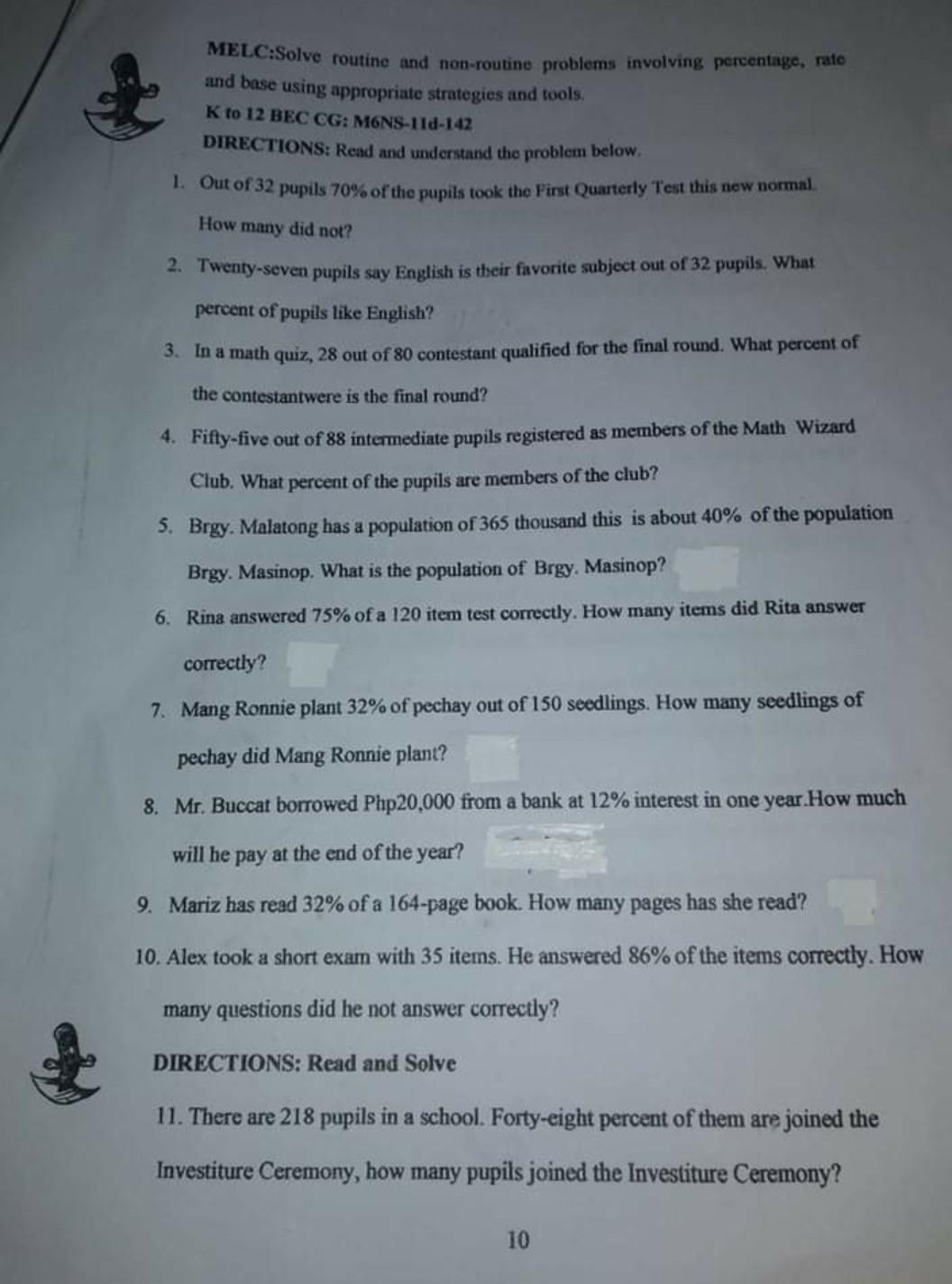 Solved MELC:Solve routine and non-routine problems involving | Chegg.com